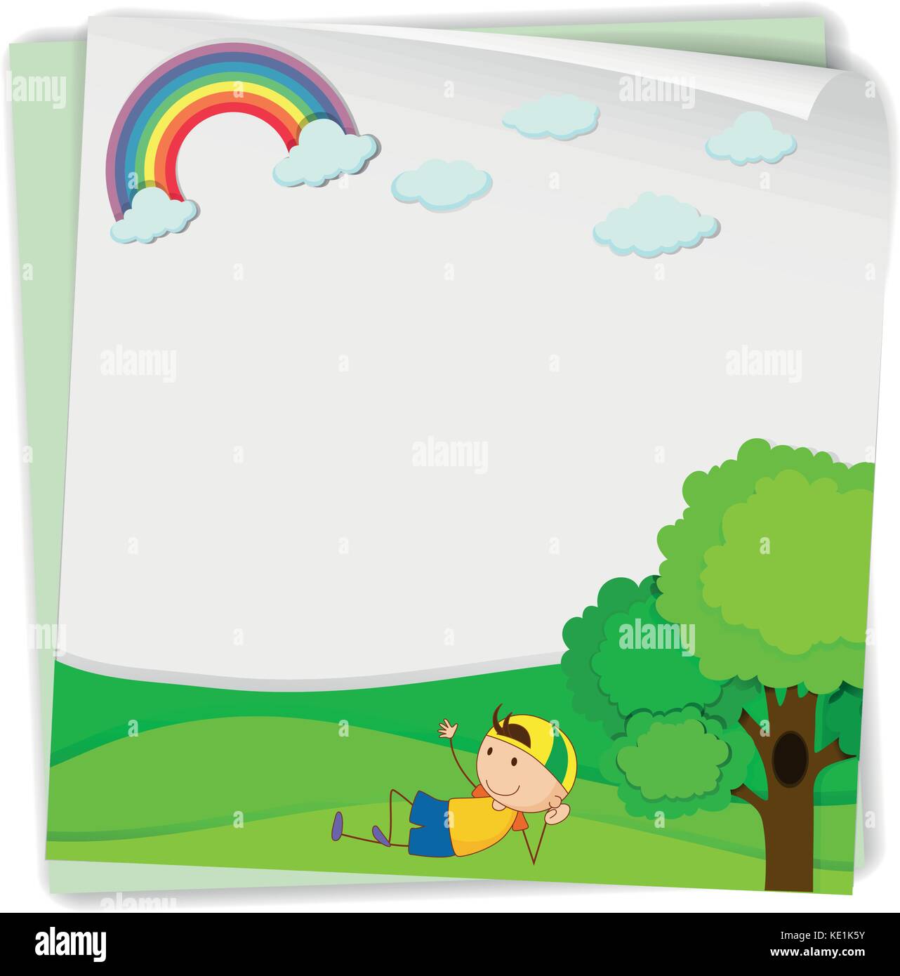 Paper design with boy in the park illustration Stock Vector Image & Art ...