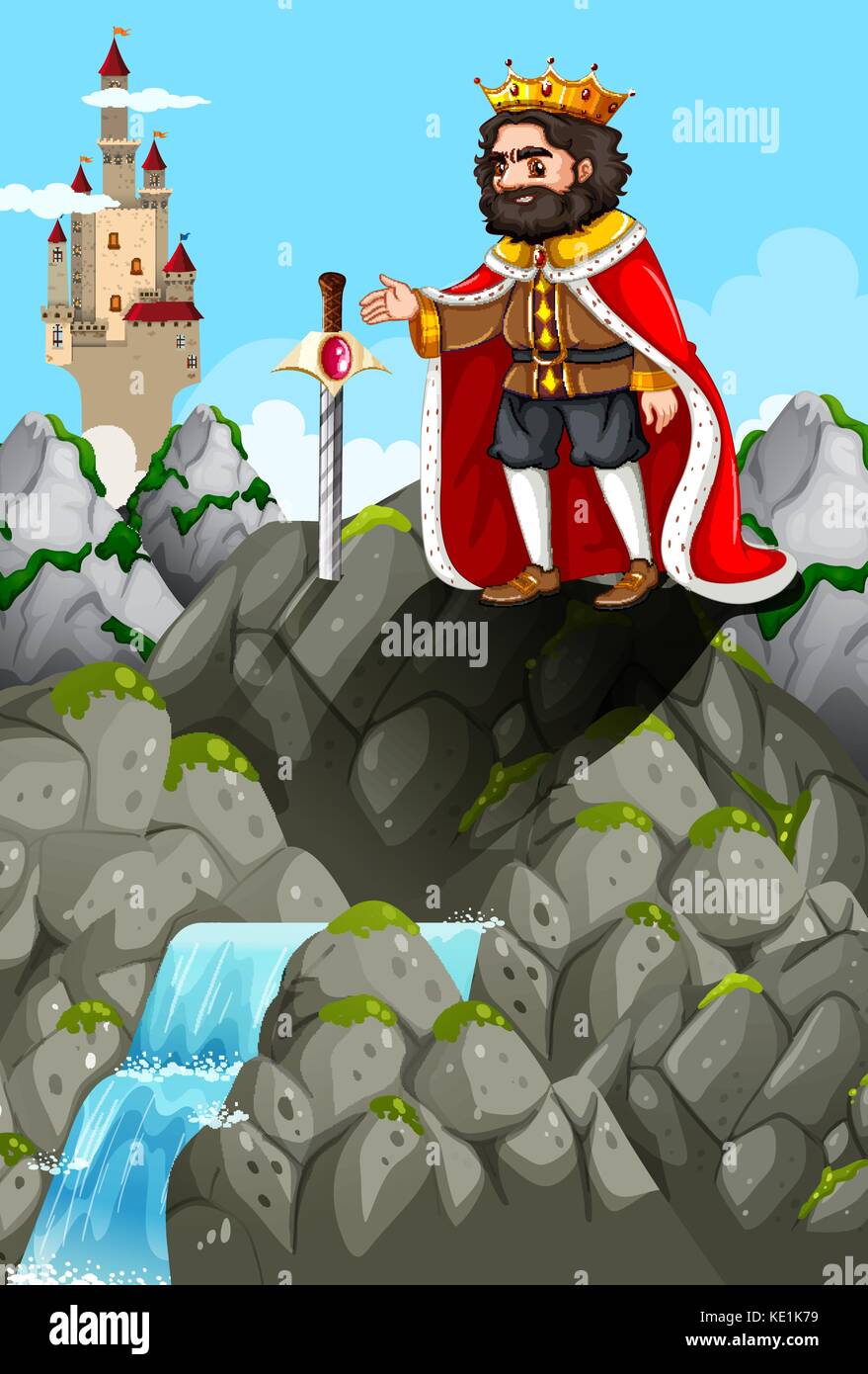 King and sword in the stone illustration Stock Vector Image & Art - Alamy