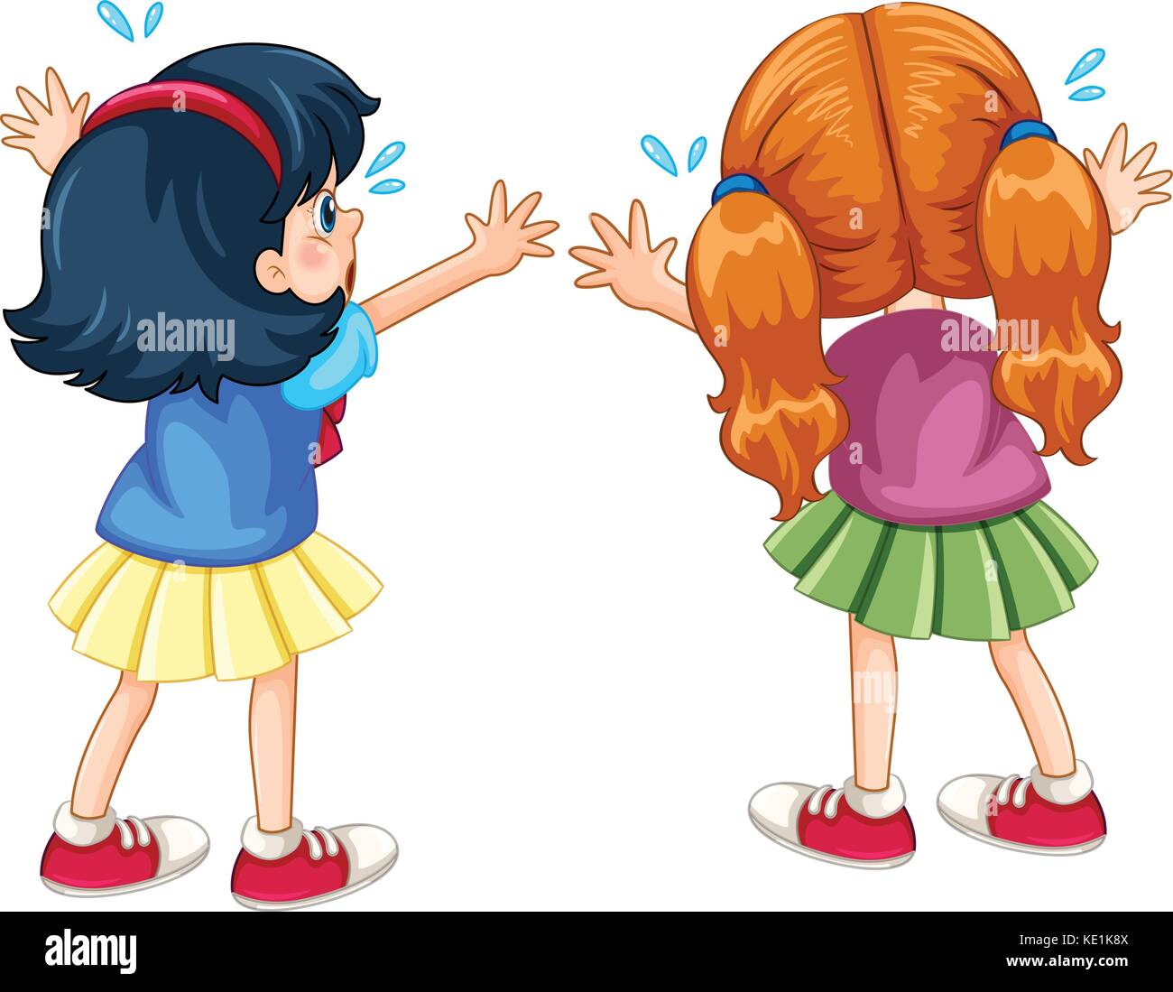 Back of two crying girls illustration Stock Vector Image & Art - Alamy