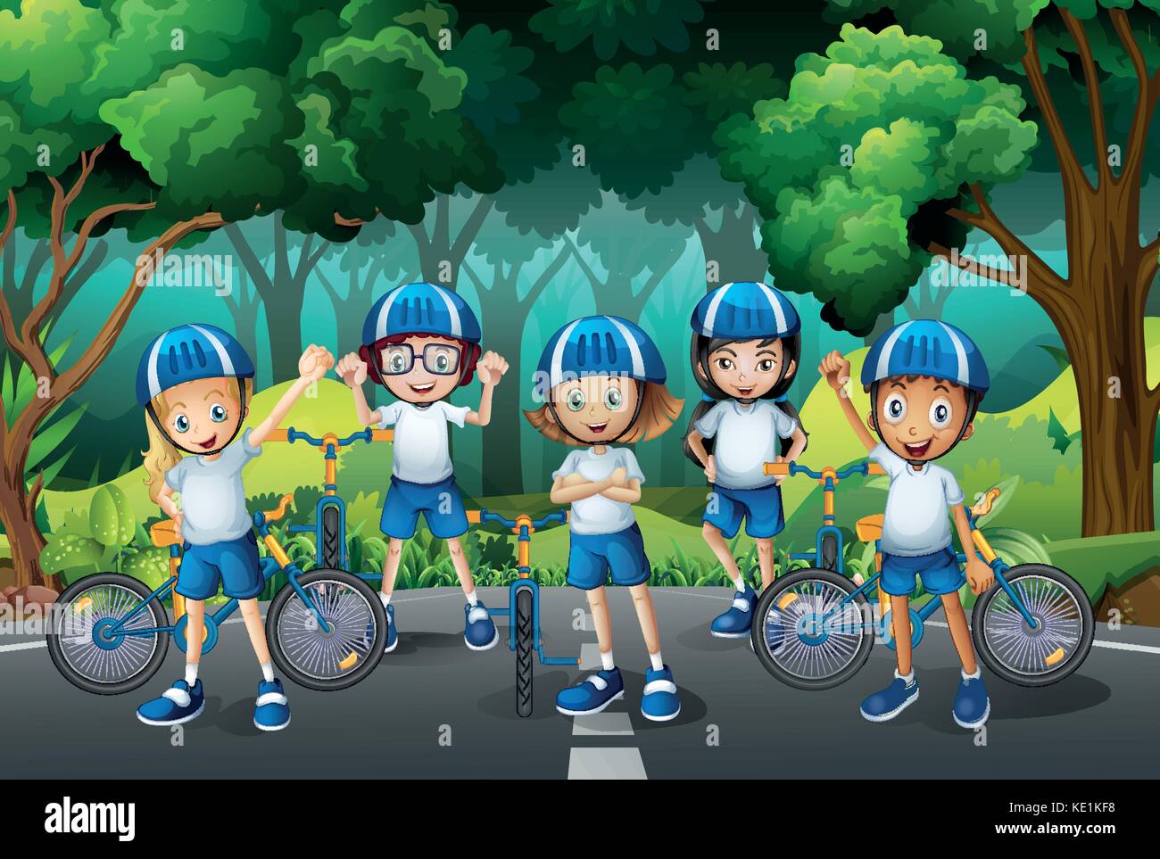 Cartoon image kid riding bicycle hi-res stock photography and images ...