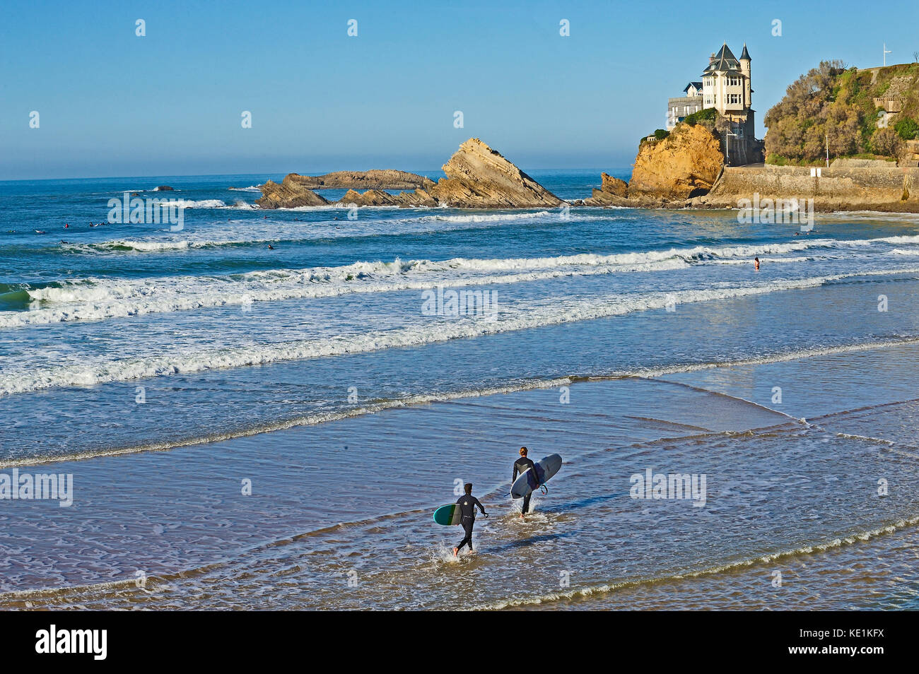 Cote des Basques Beach and Villa Belza, Biarritz, Pyrenees-Atlantiques ...