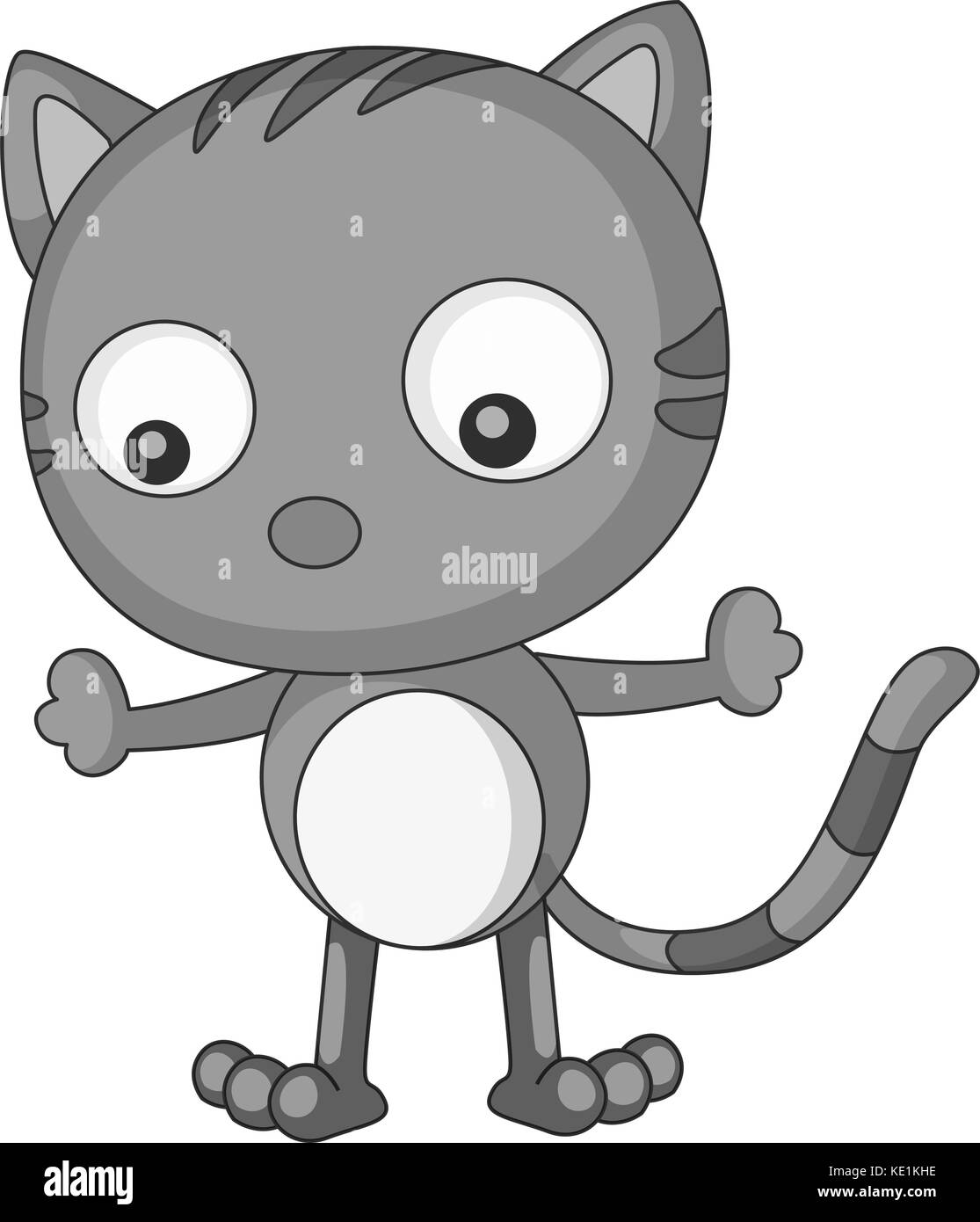 Drawing standing cat in black Black and White Stock Photos & Images - Alamy