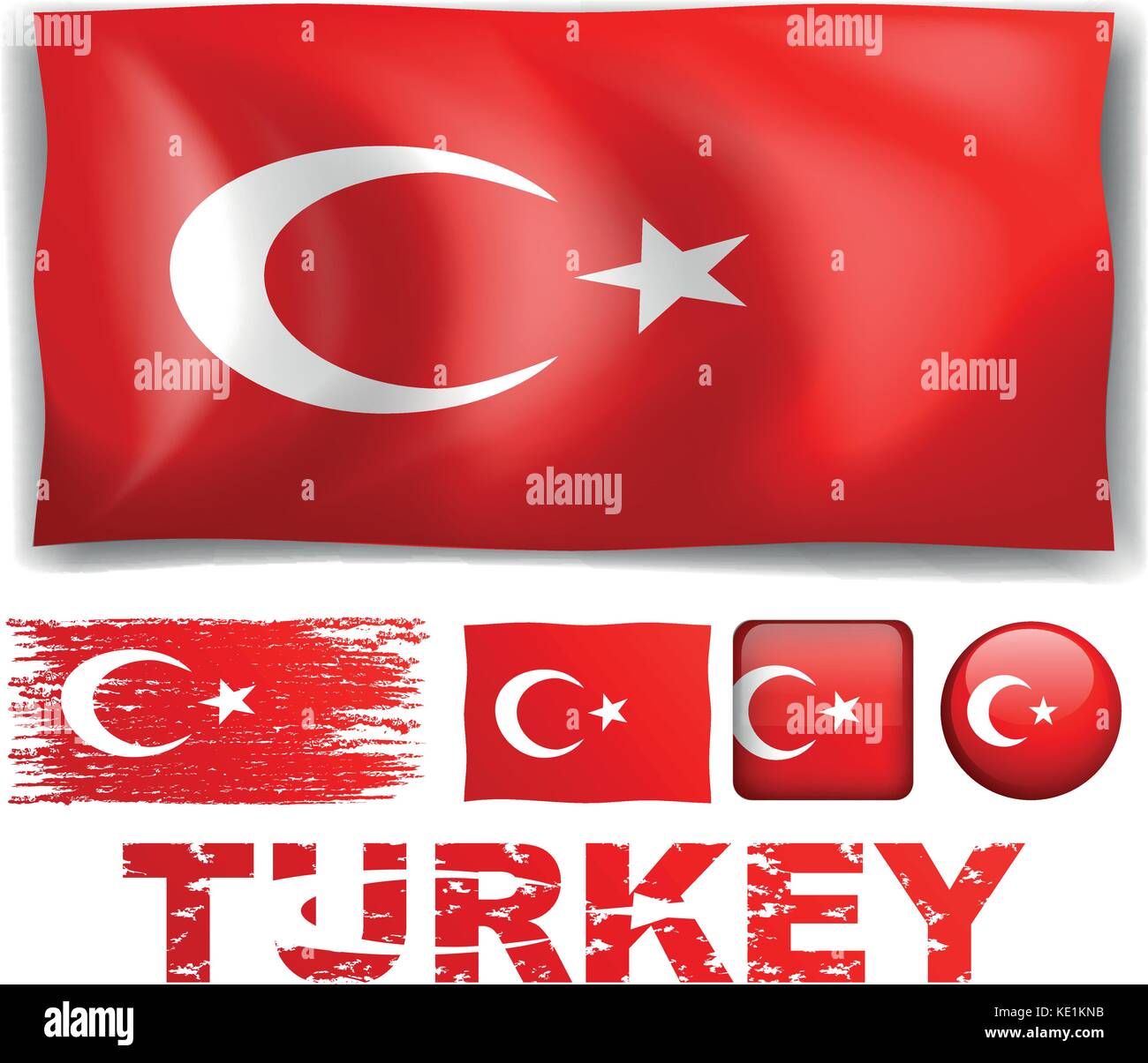 Turkey flag in different designs illustration Stock Vector Image & Art ...