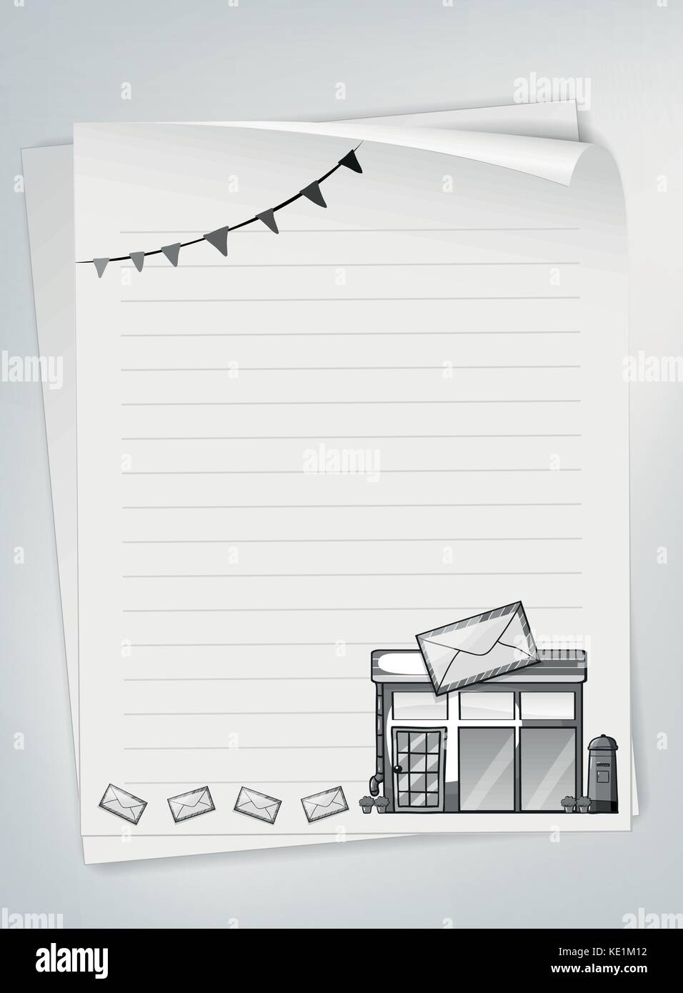 Line paper with design of post office and envelops Stock Vector Image ...