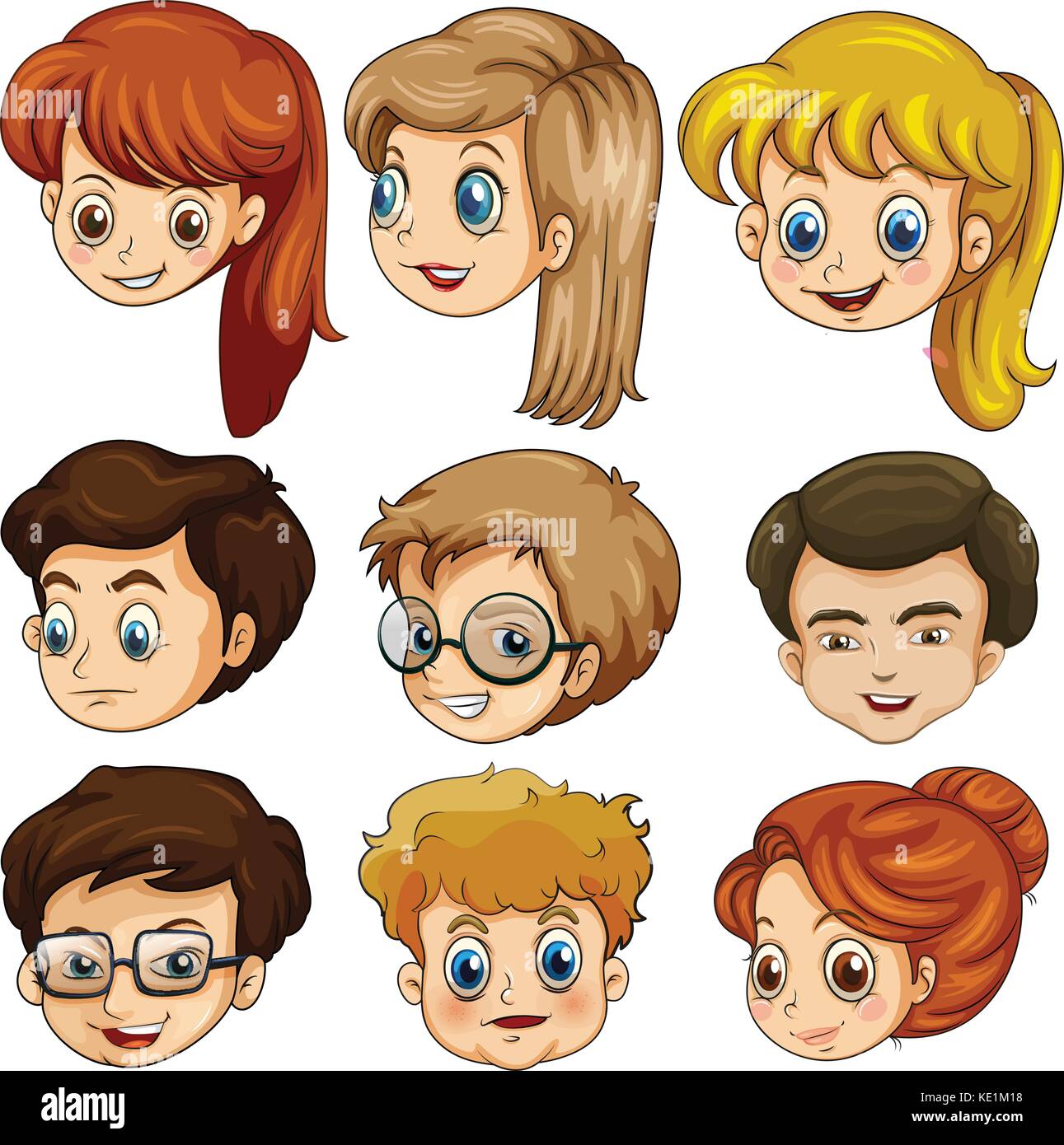 Human heads of male and female illustration Stock Vector Image & Art ...