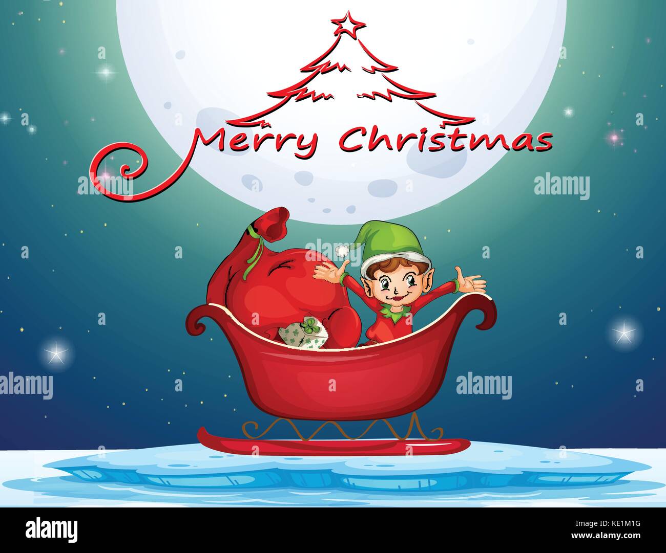 Elf and presents in the cart illustration Stock Vector Image & Art - Alamy