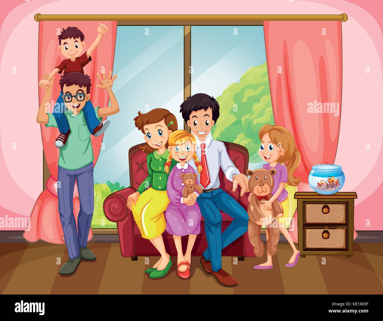 Family Of 6 Cartoon