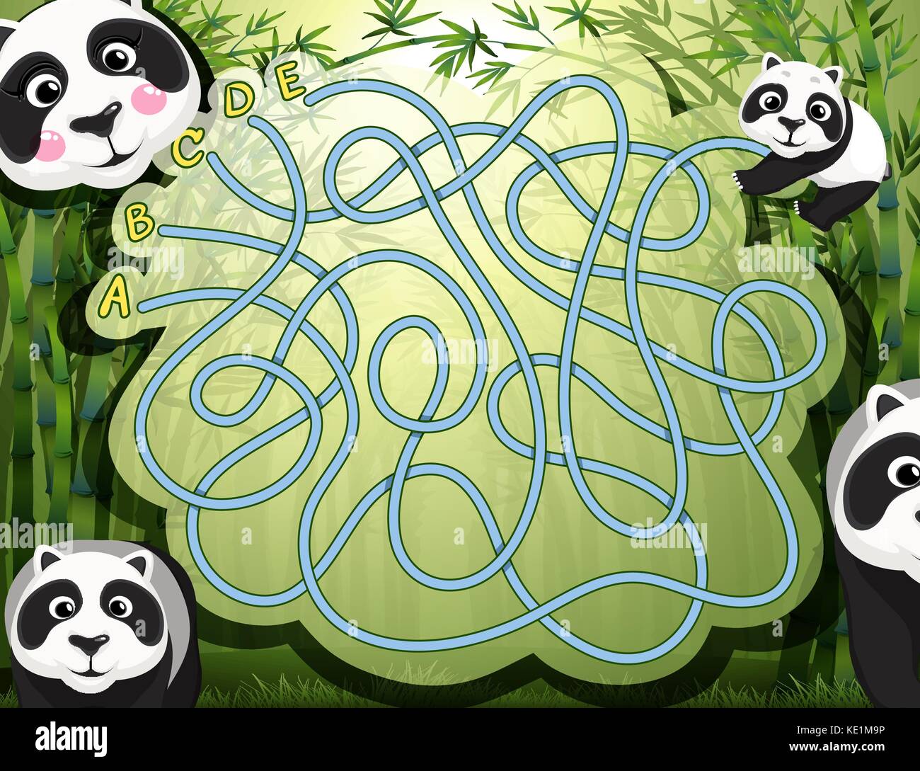 Maze game with panda and bamboo illustration Stock Vector Image & Art ...