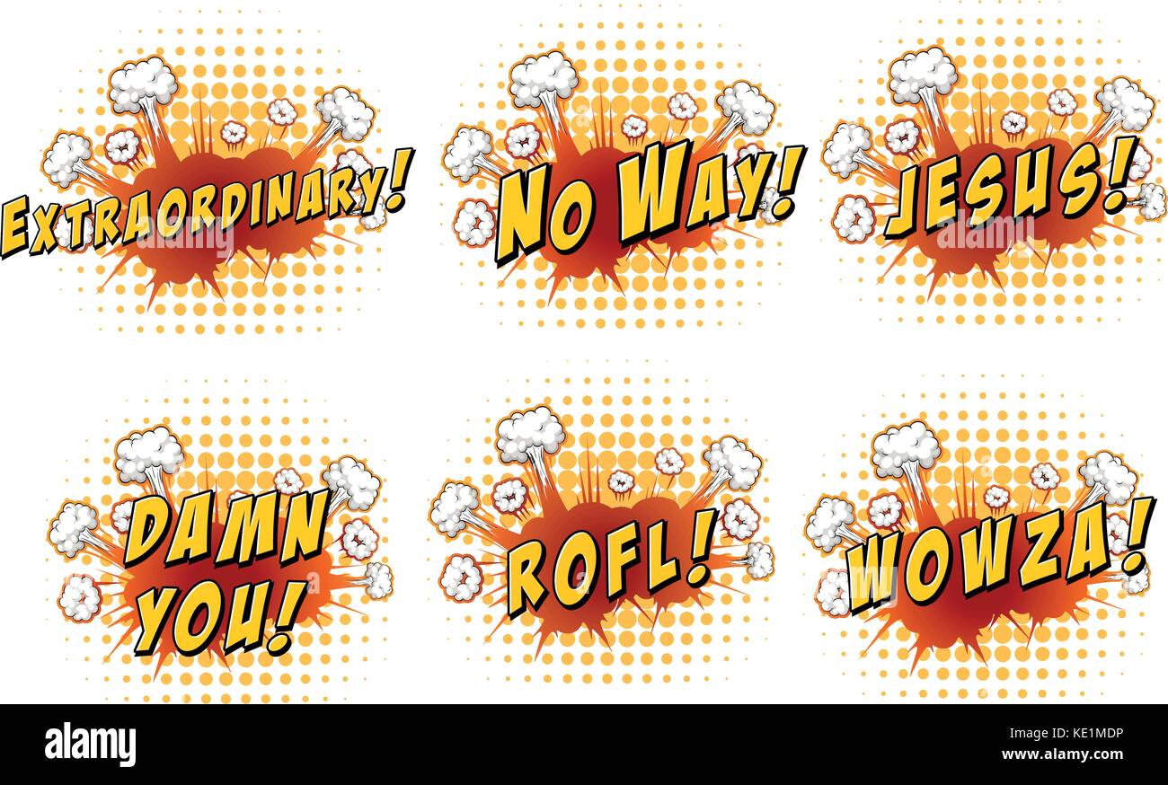 Expression words design on cloud explosion illustration Stock Vector ...