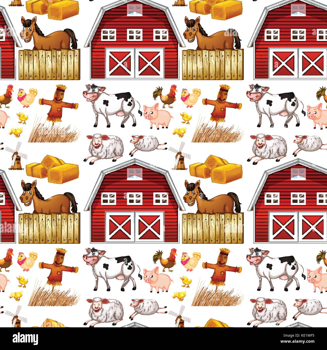 Cartoon illustration red farm barn Stock Vector Images - Alamy