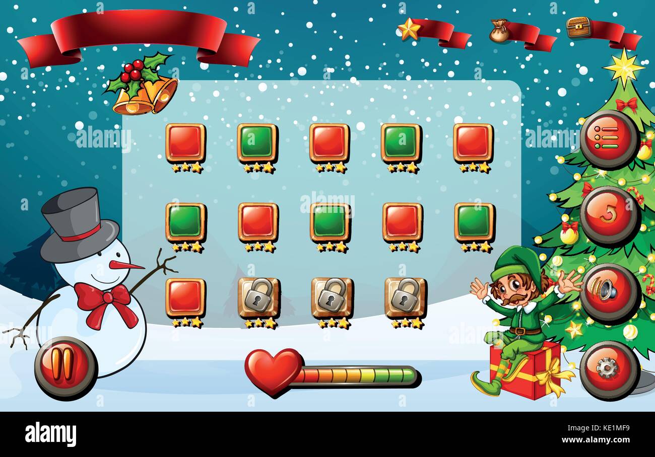 Game template with christmas theme illustration Stock Vector Image ...