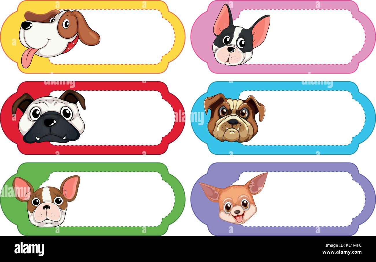 Label design with cute dogs illustration Stock Vector Image & Art - Alamy