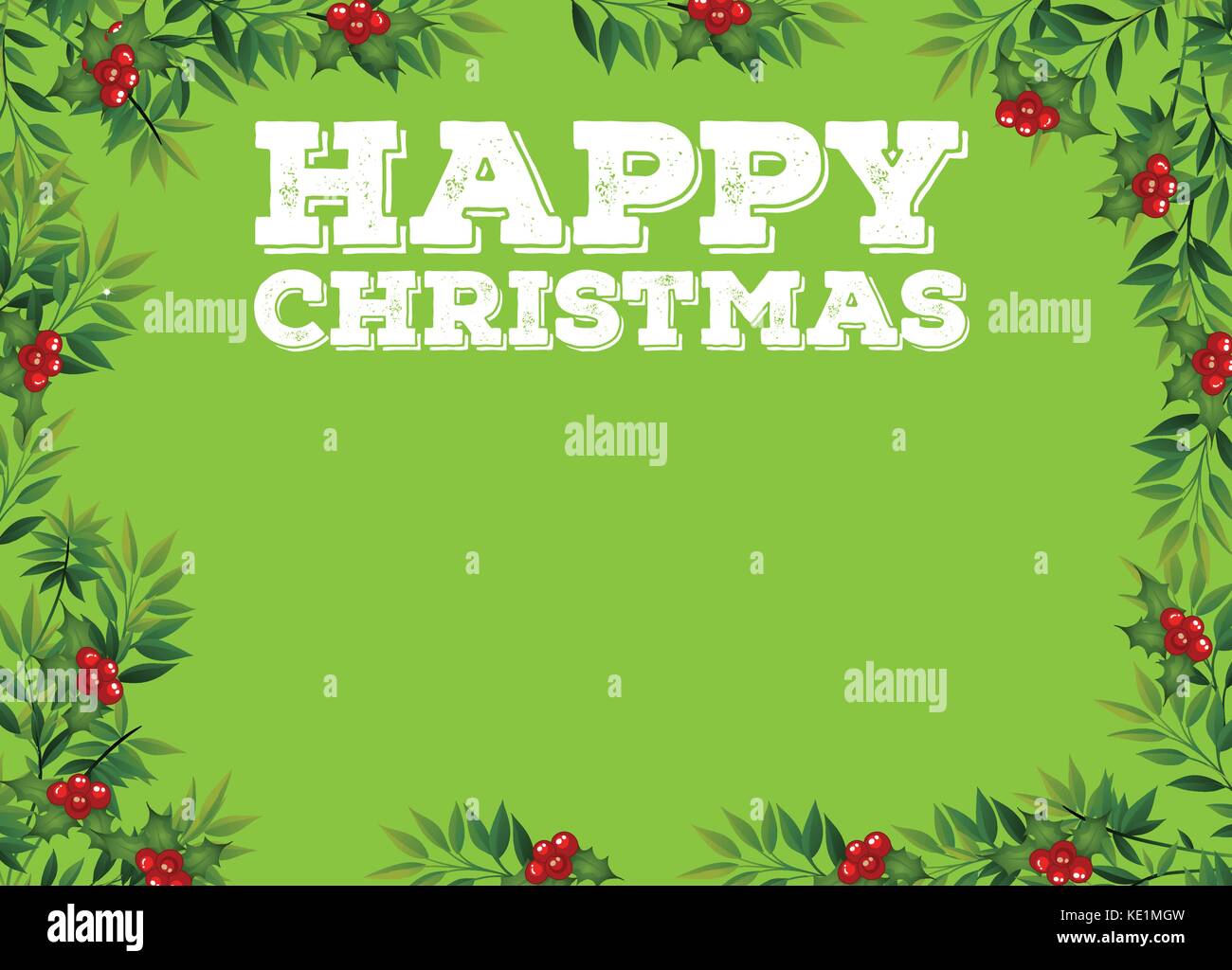 Happy Christmas sign with mistletoes illustration Stock Vector Image ...