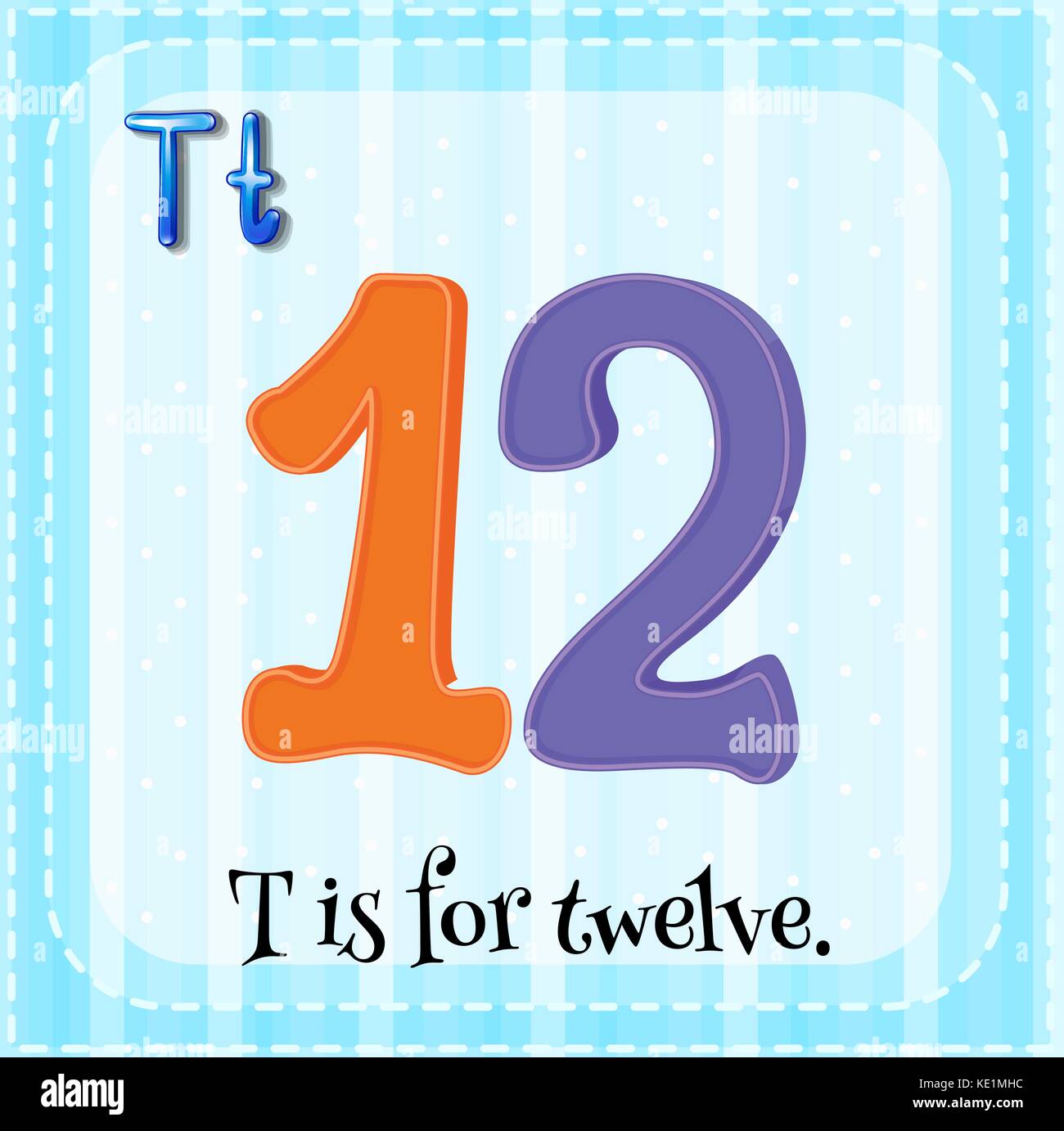 Flashcard of T is for twelve illustration Stock Vector Image & Art - Alamy