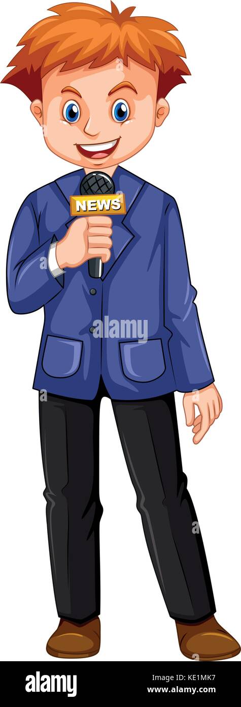 Reporter talking on the microphone illustration Stock Vector Image ...