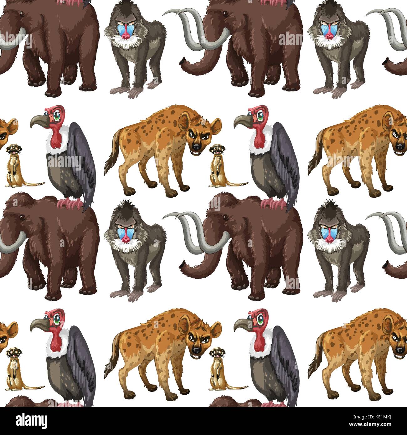 Seamless many type of wild animals illustration Stock Vector Image ...