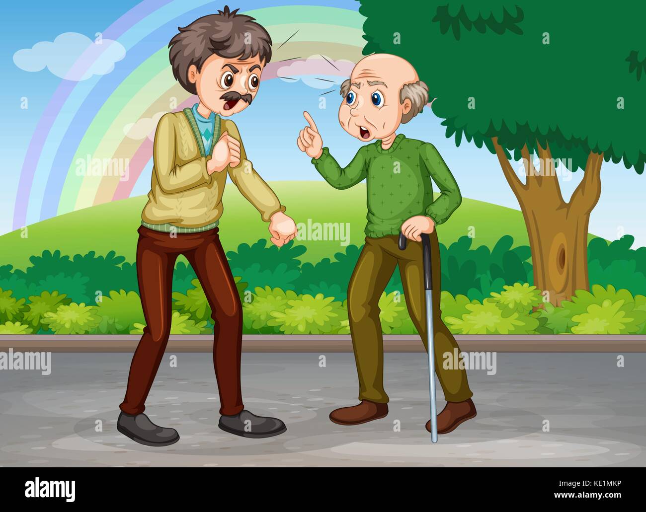 Elderly men fighting Stock Vector Images - Alamy