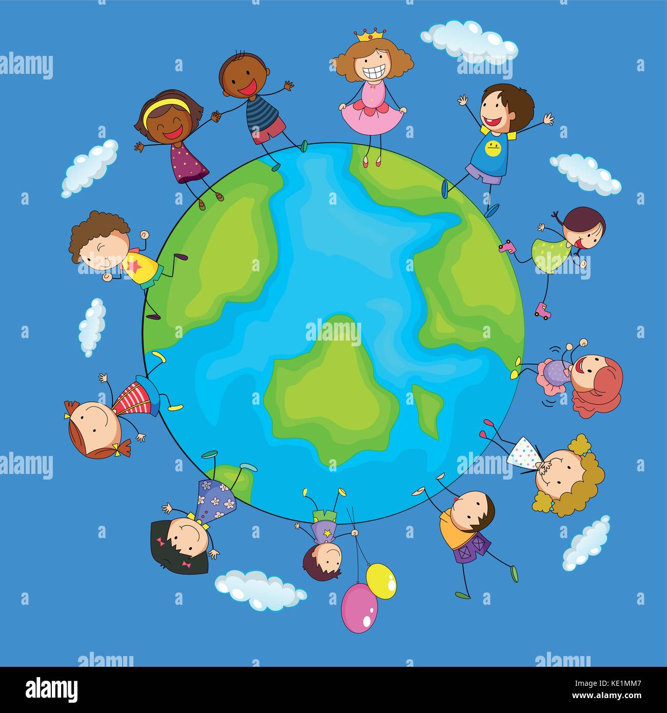 Happy children around the world illustration Stock Vector Image & Art ...