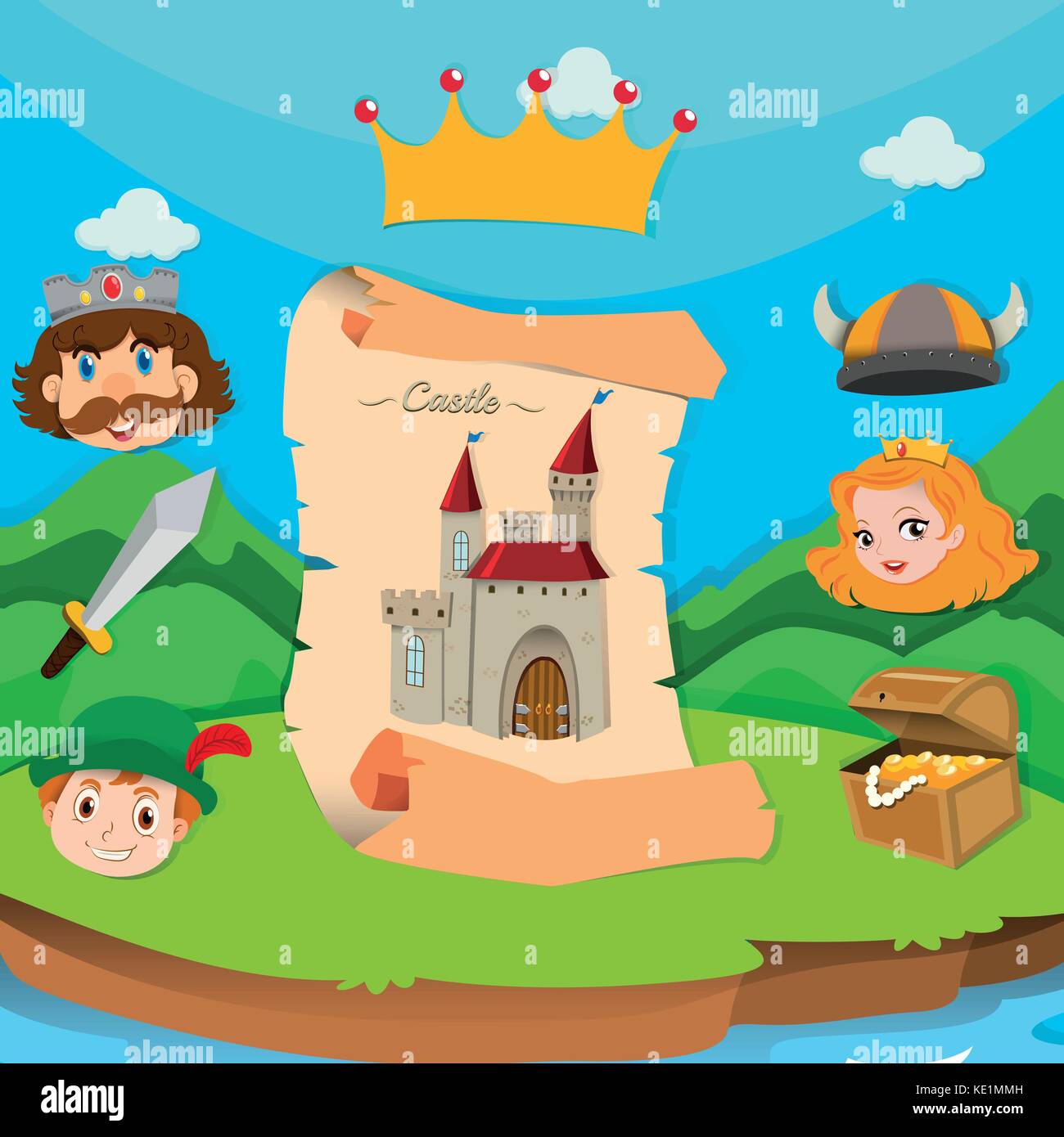 Castle theme with king and princess illustration Stock Vector Image ...