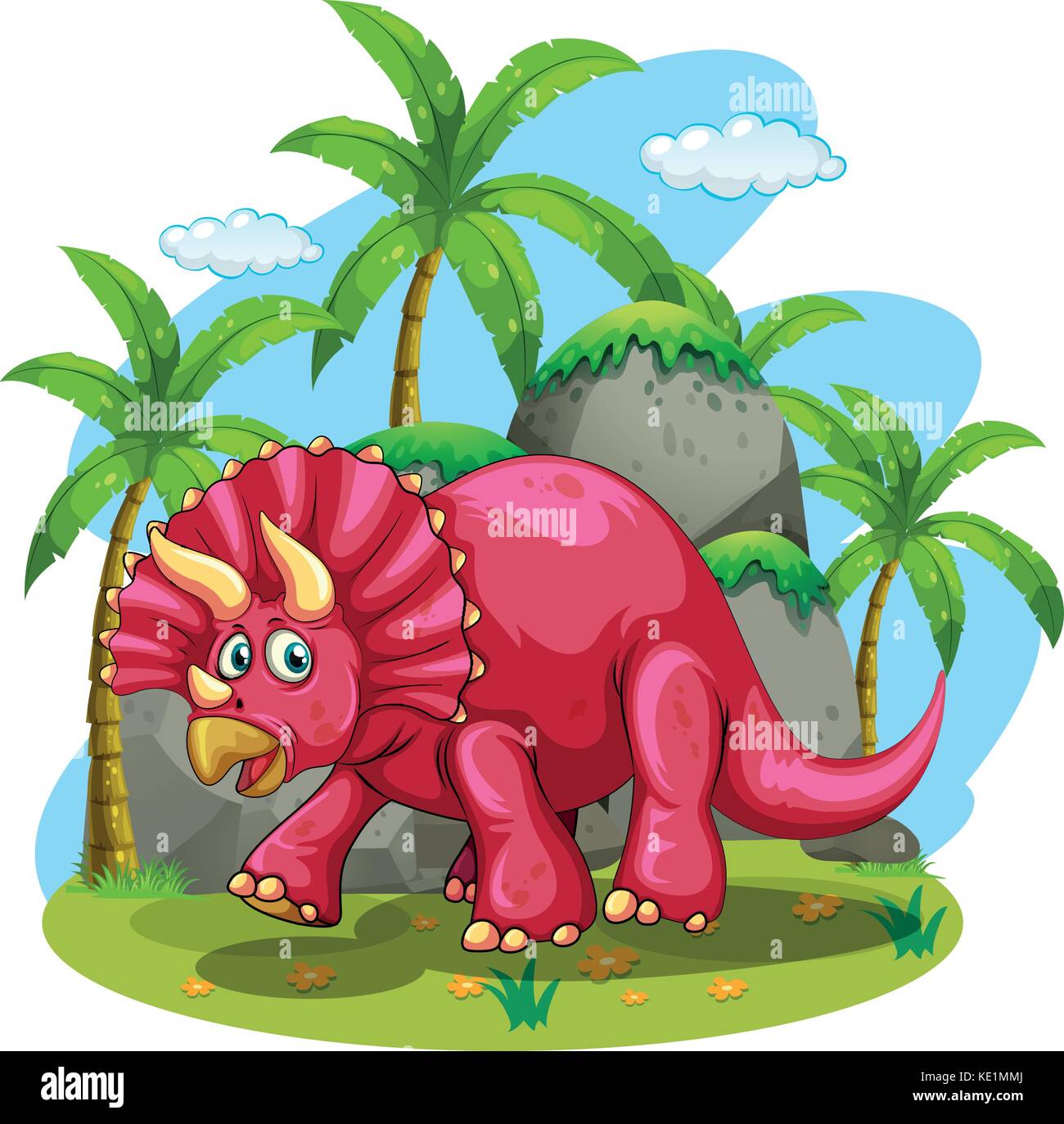 Red dinosaur at the jungle illustration Stock Vector Image & Art - Alamy