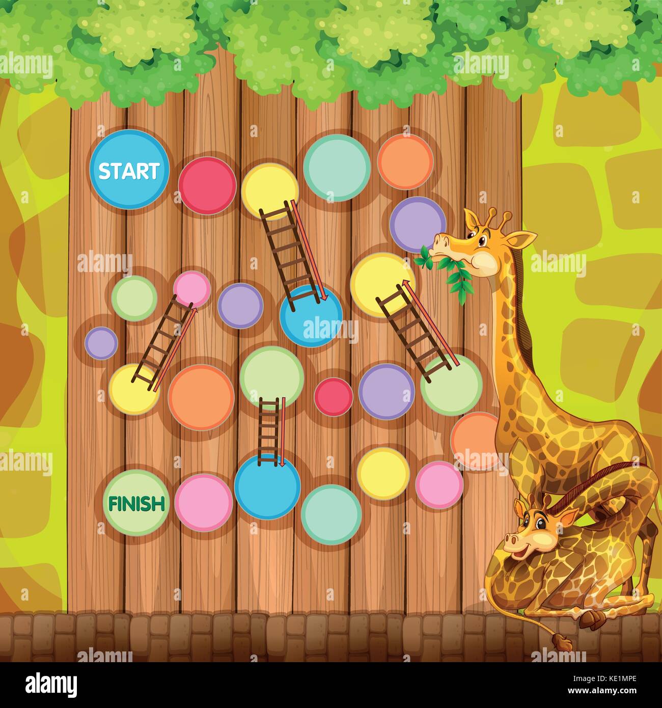 Game template with giraffes in background illustration Stock Vector ...