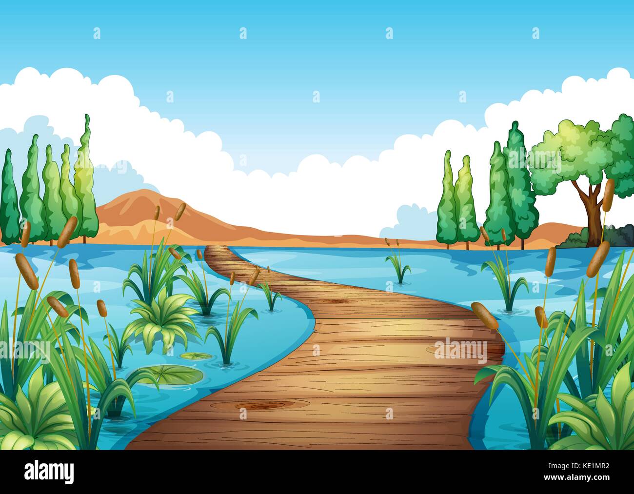 Bridge across lake Stock Vector Images - Alamy