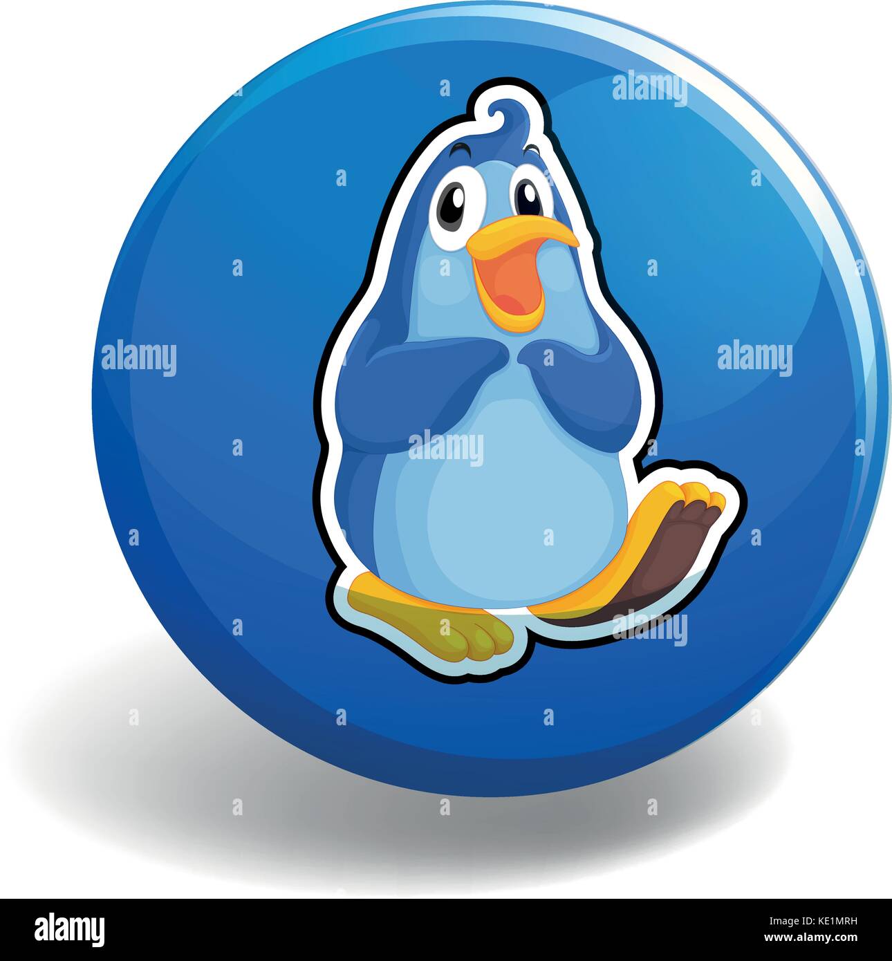 Blue penguin on round badge illustration Stock Vector Image & Art - Alamy