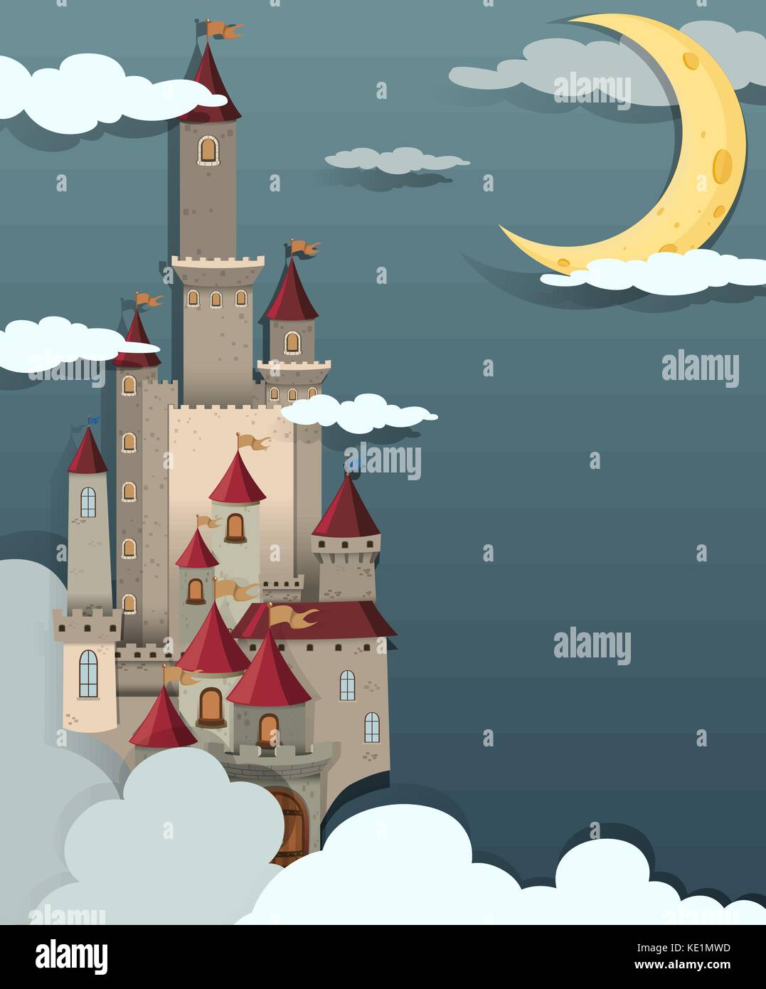 Castle scene at night time illustration Stock Vector Image & Art - Alamy