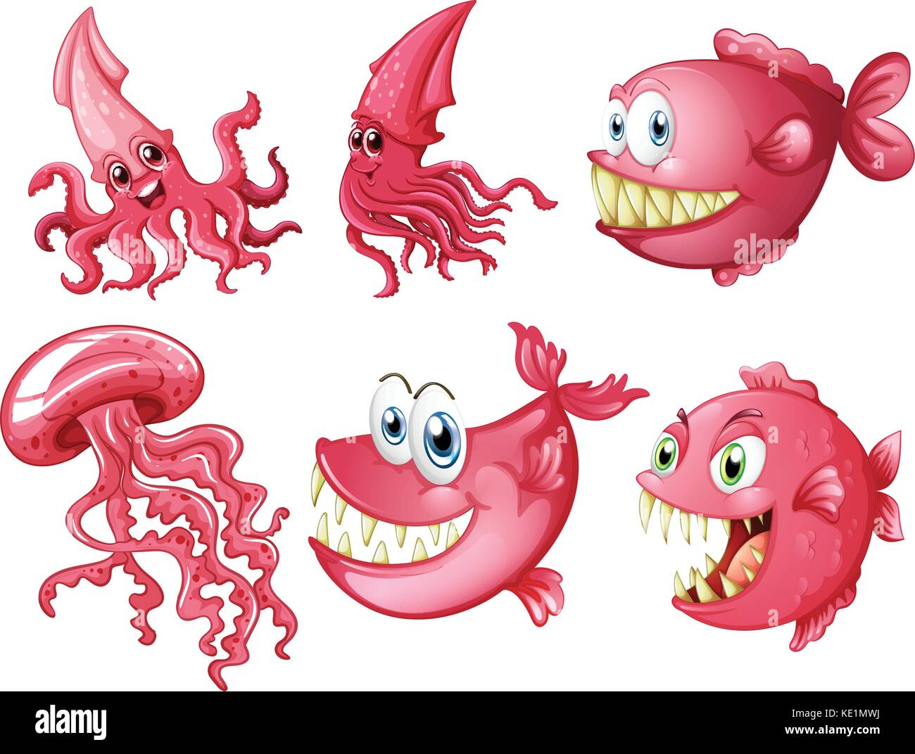 Sea animals in pink color illustration Stock Vector Image & Art - Alamy