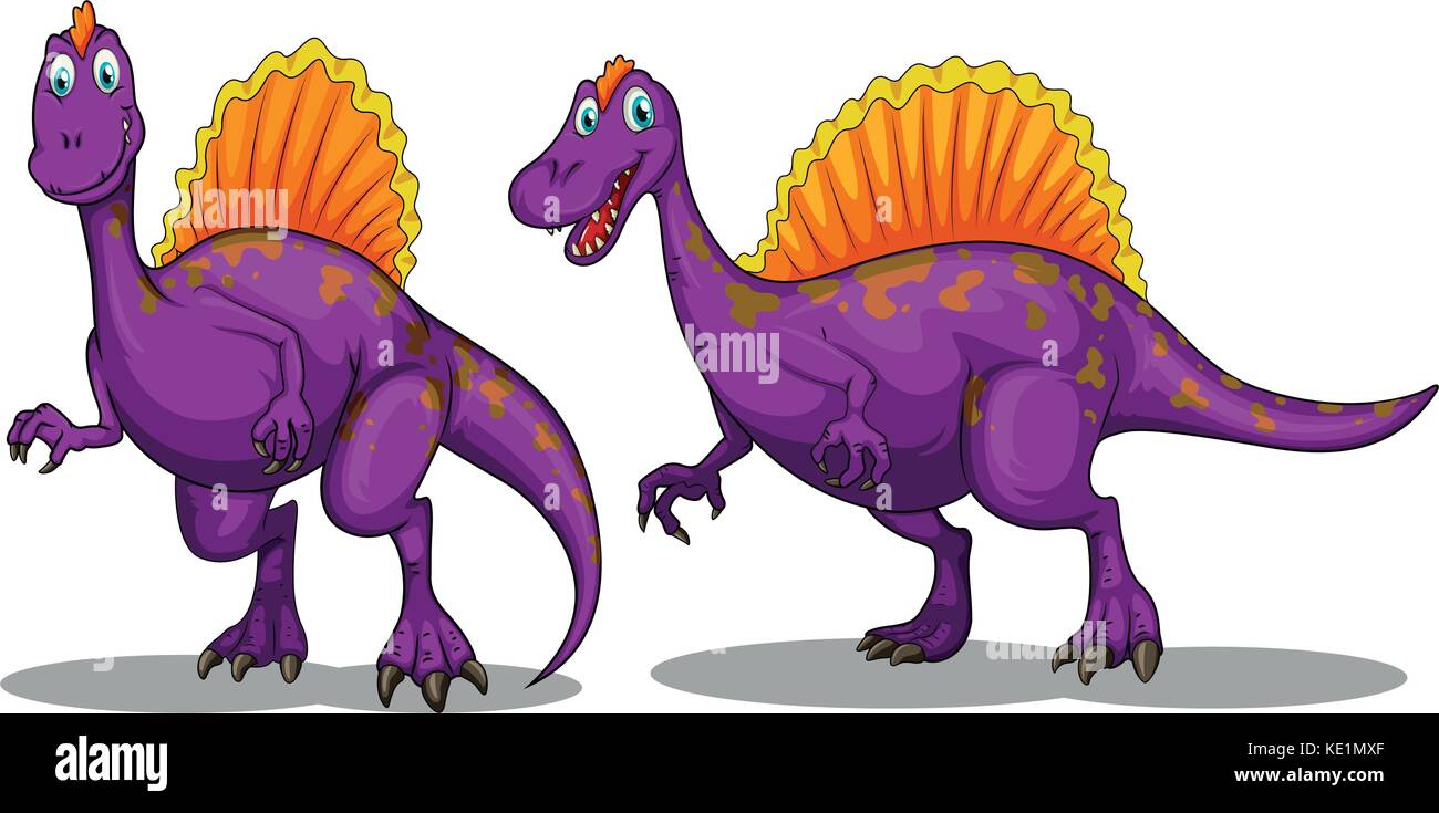 Two purple dinosaurs on white illustration Stock Vector Image & Art - Alamy
