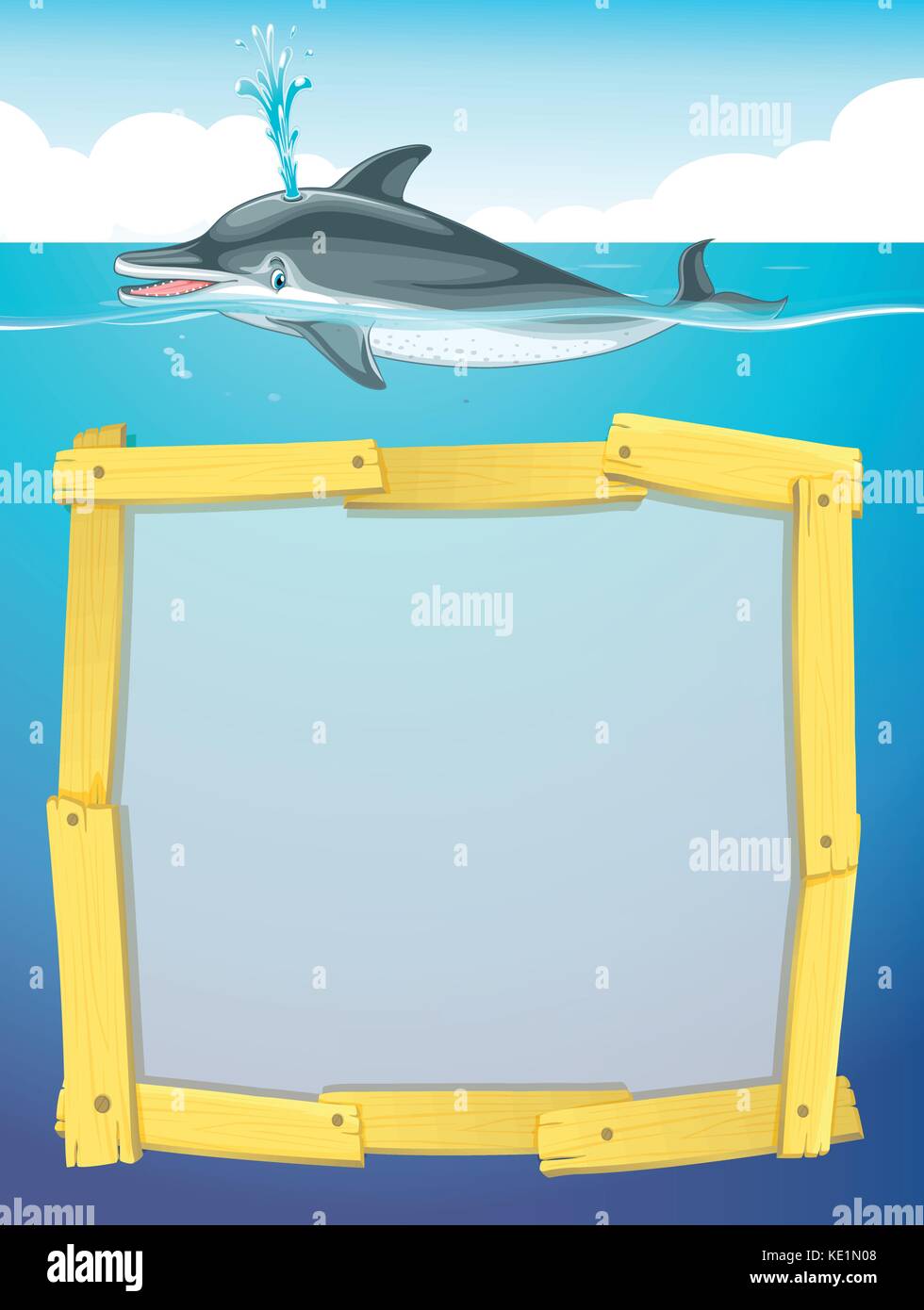 Frame design with dolphin swimming illustration Stock Vector Image ...