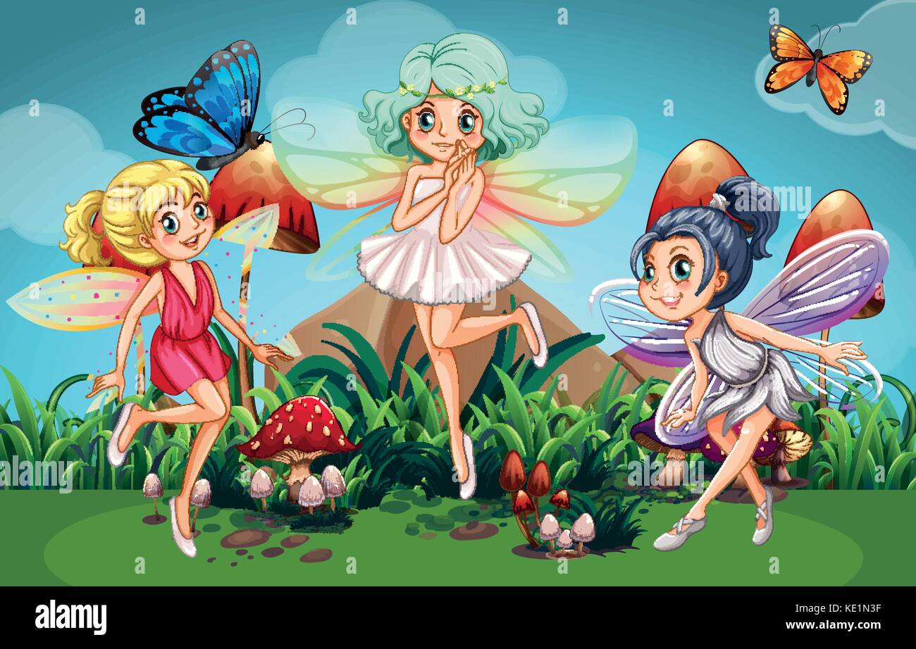 Garden Fairies Stock Vector Images - Alamy