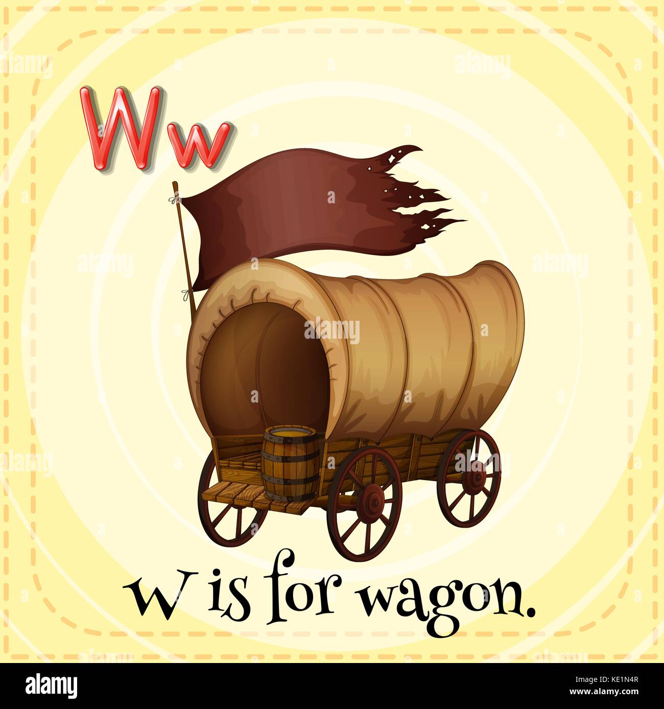 Flashcard alphabet W is for wagon illustration Stock Vector Image & Art ...