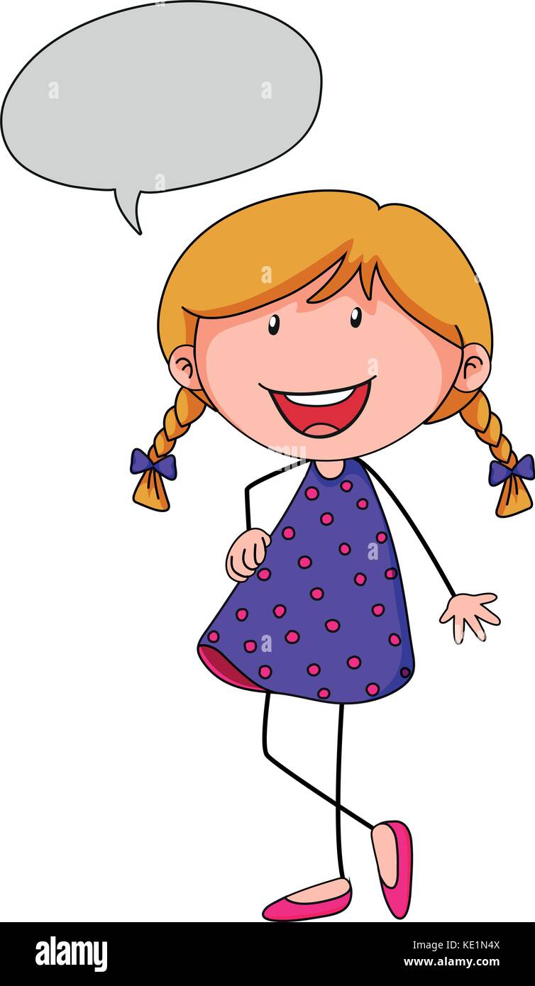 Little girl with speech bubble illustration Stock Vector Image & Art ...