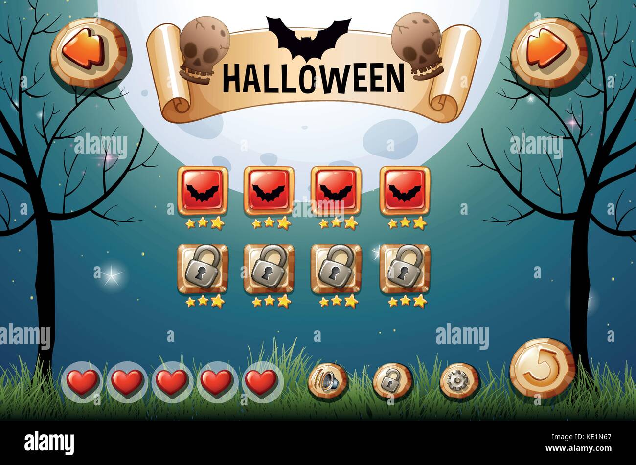 Game template with halloween theme illustration Stock Vector Image ...