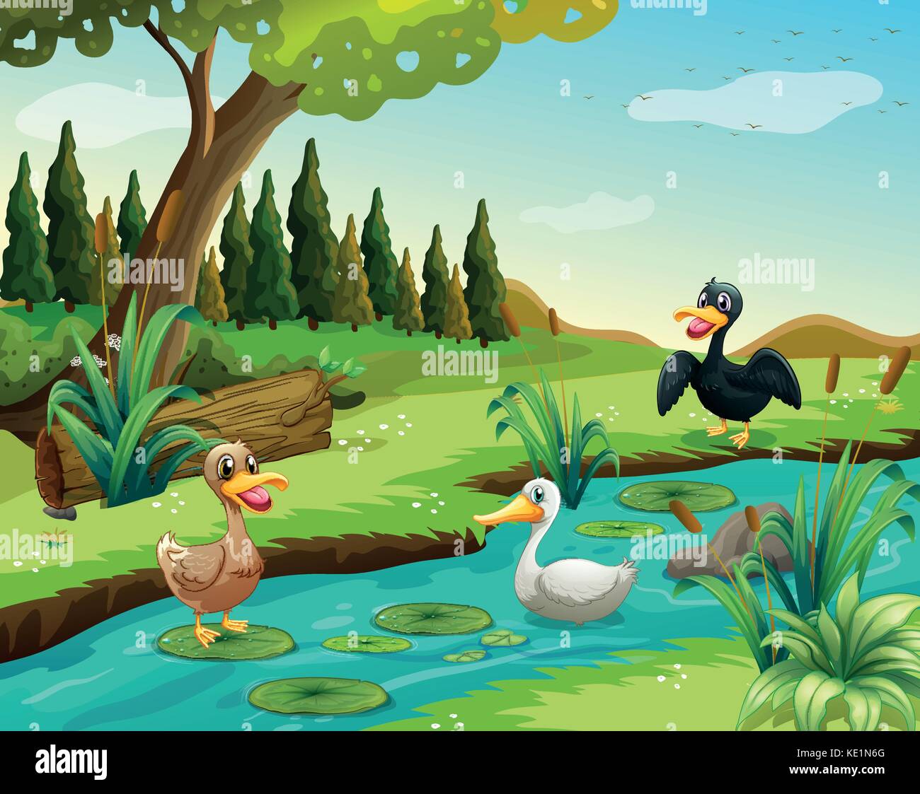 Ducks canal Stock Vector Images - Alamy
