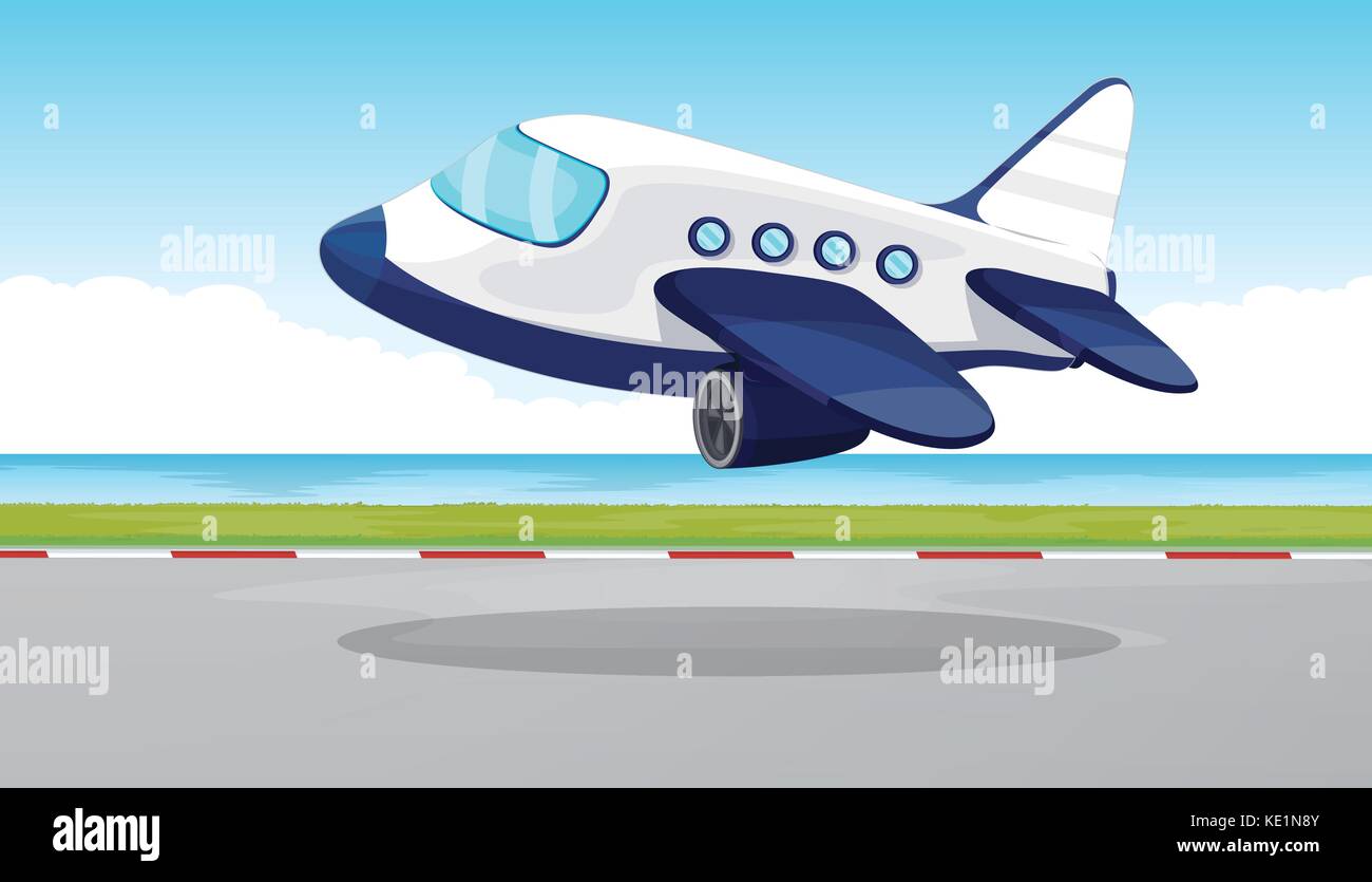 Airplane flying out of the runway illustration Stock Vector Image & Art ...