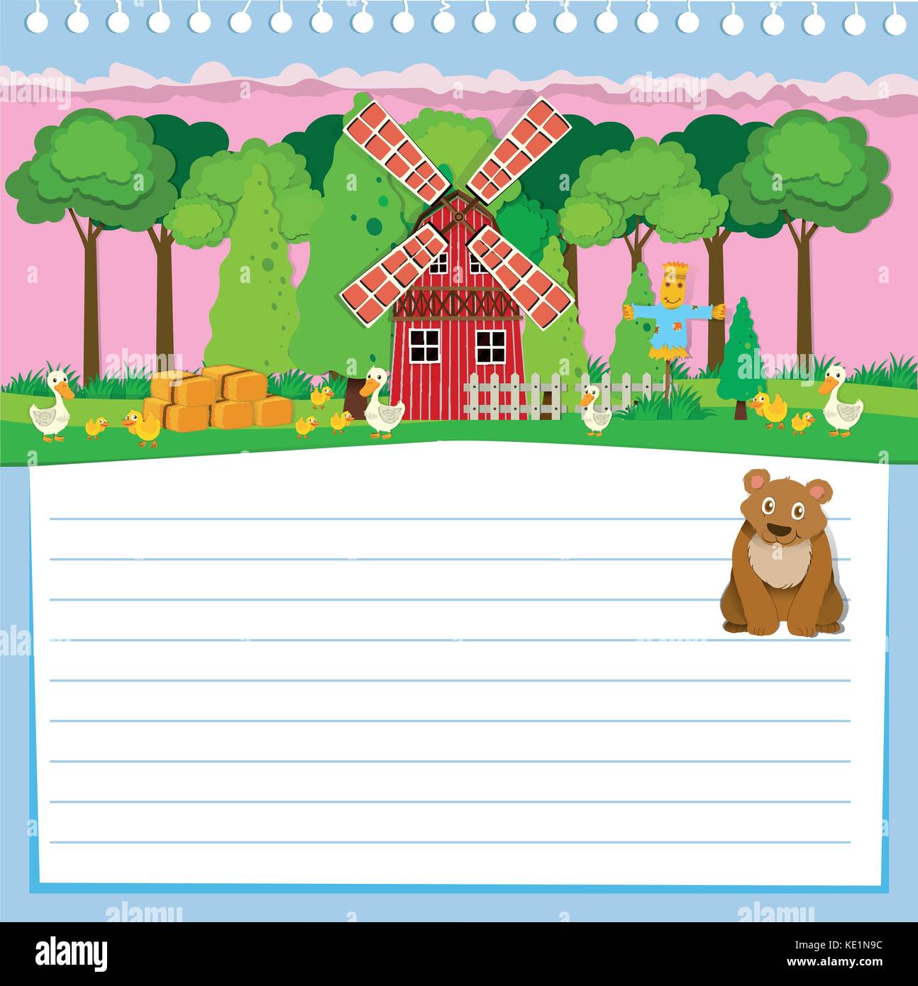 Paper design with bear and farm illustration Stock Vector Image & Art ...