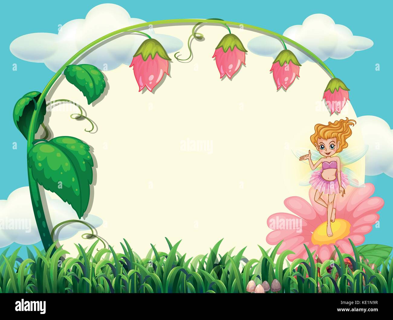 Frame design with fairy and flower illustration Stock Vector Image ...