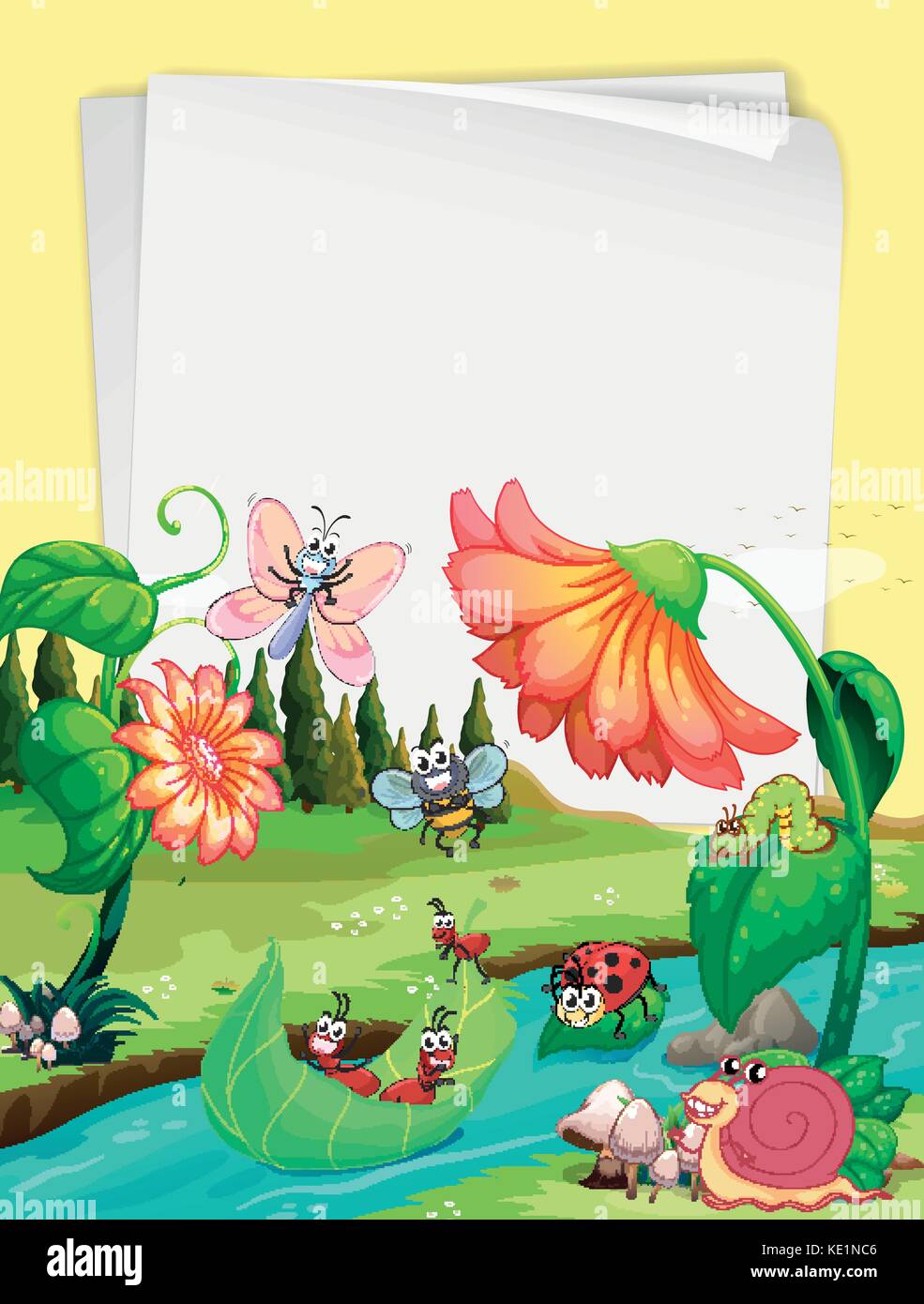 Border design river scene illustration hi-res stock photography and ...