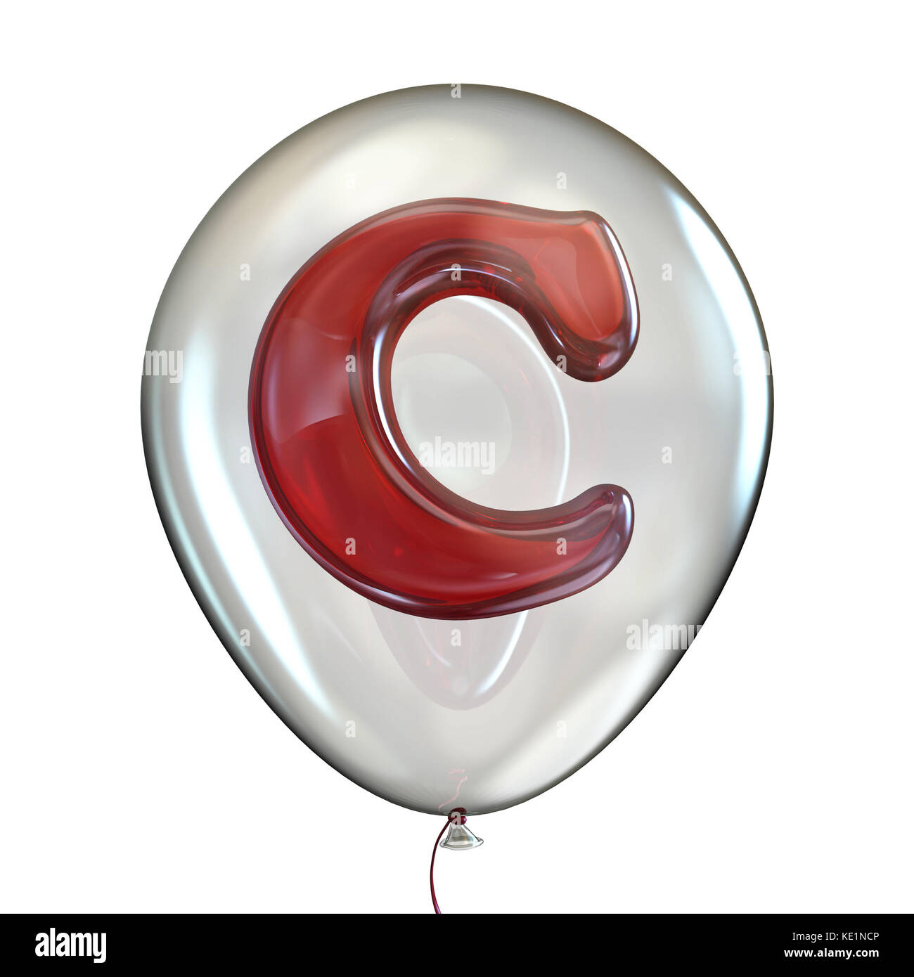 Letter C in transparent balloon 3D render illustration isolated on ...
