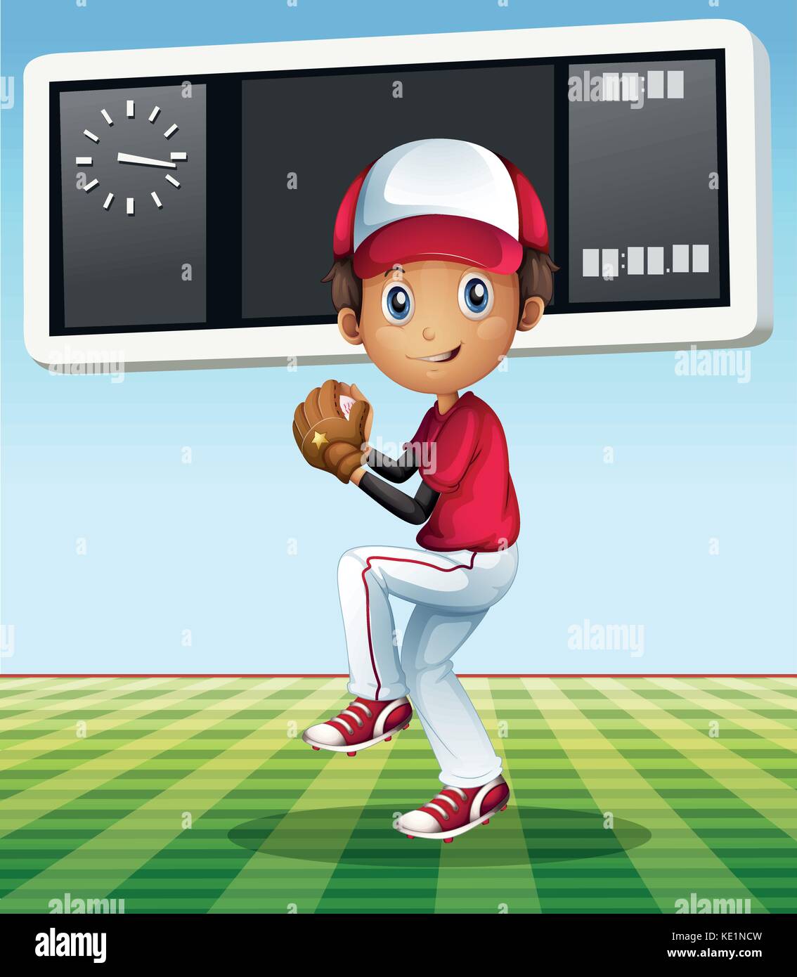 Cartoon illustration boy playing baseball hi-res stock photography and ...