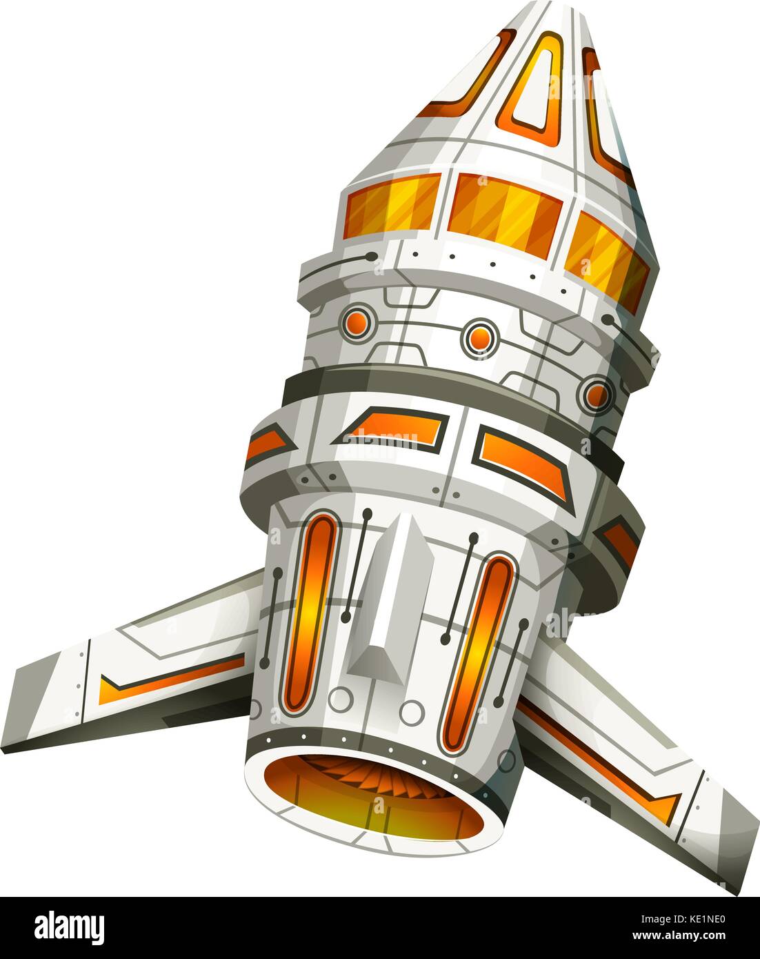 Spaceship with wings on white background illustration Stock Vector ...