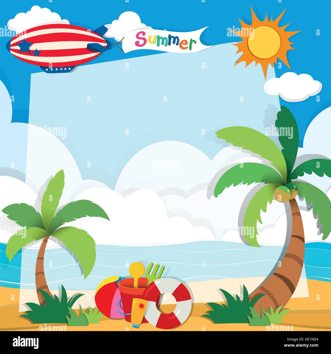 Summer time on the beach illustration Stock Vector Image & Art - Alamy