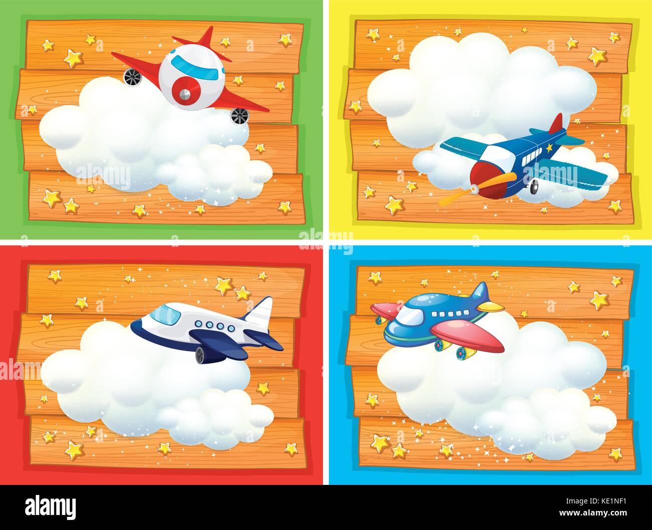 Banner design with airplanes in the sky illustration Stock Vector Image ...