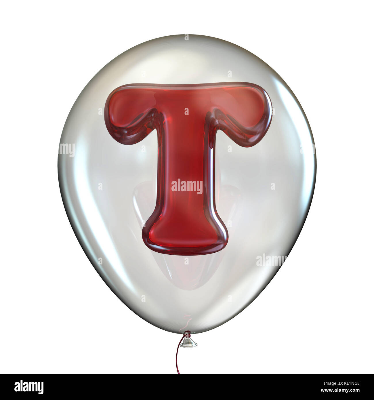 Letter T in transparent balloon 3D render illustration isolated on ...
