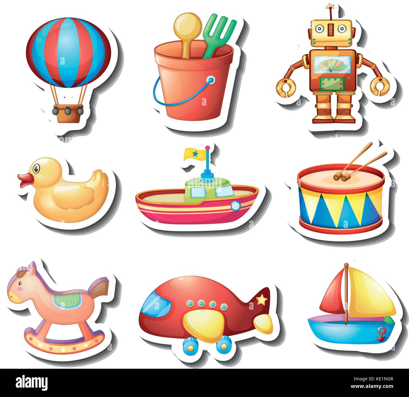 Sticker set of many toys illustration Stock Vector Image & Art - Alamy