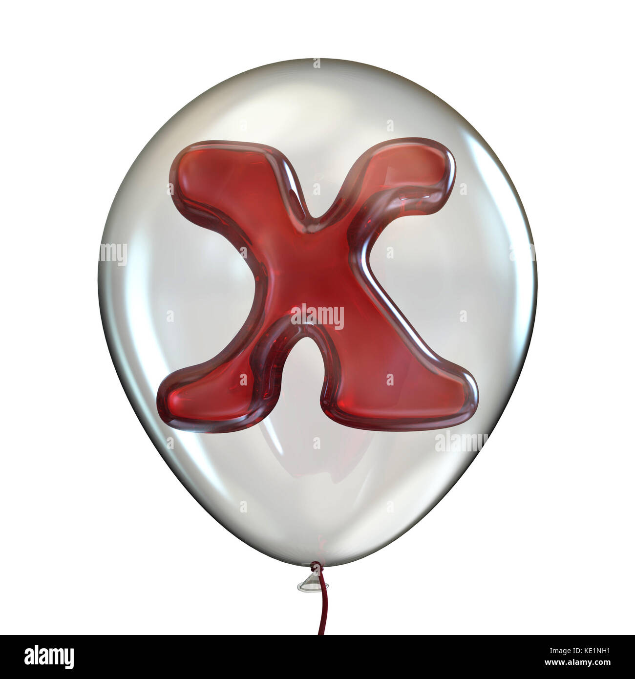 Letter X in transparent balloon 3D render illustration isolated on ...