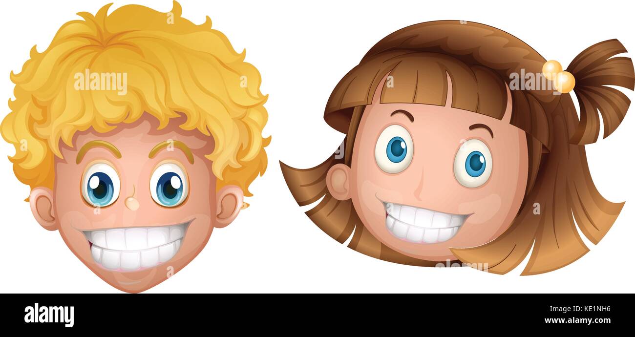Boy and girl with happy face illustration Stock Vector Image & Art - Alamy