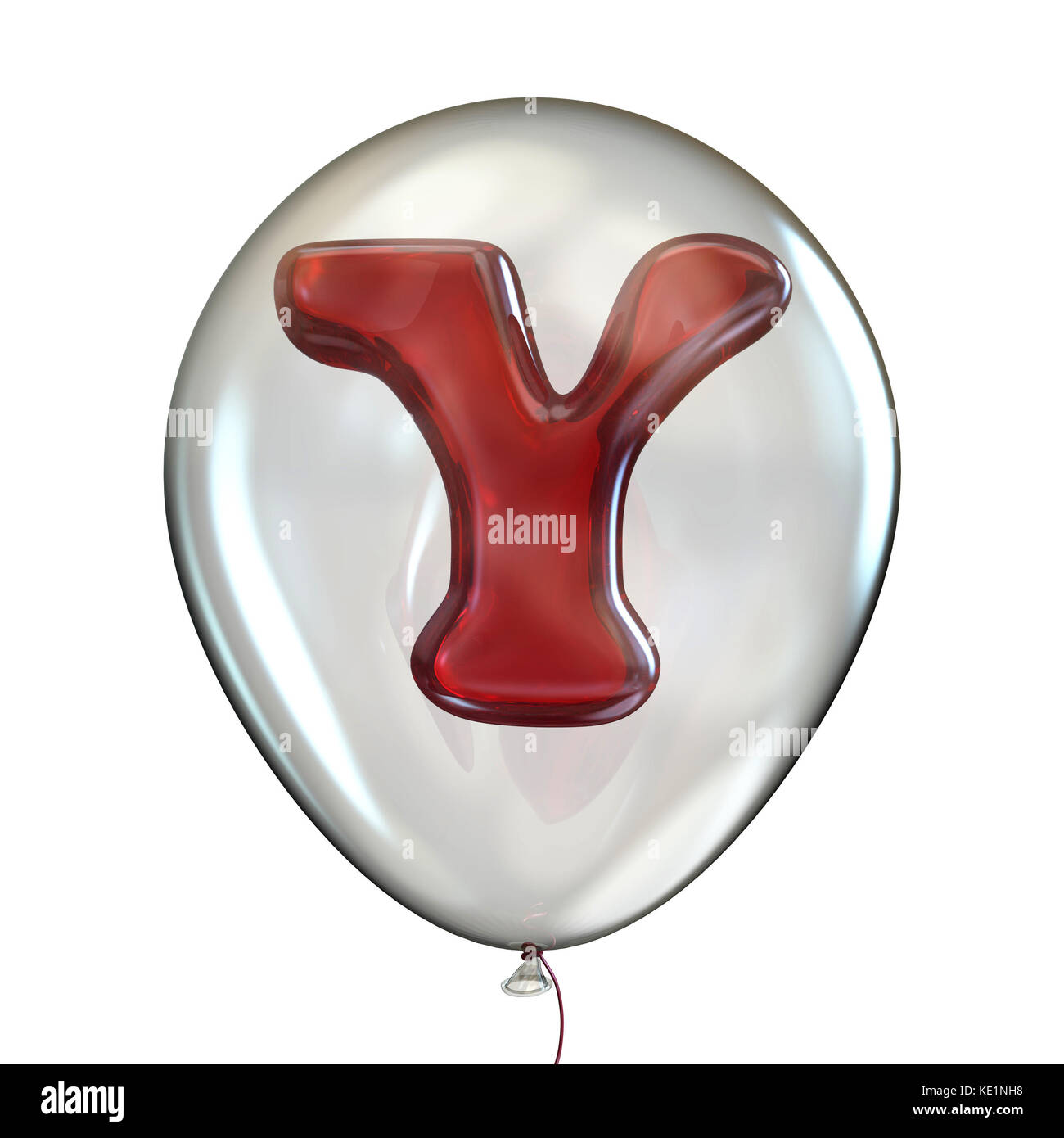 Letter Y in transparent balloon 3D render illustration isolated on ...